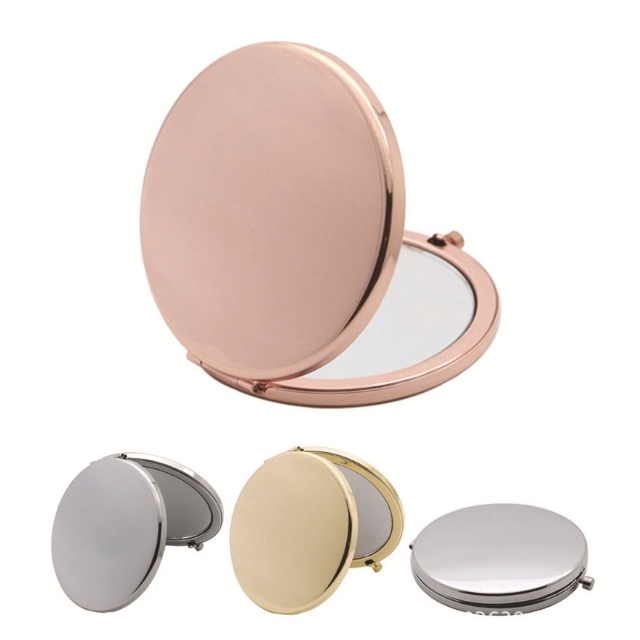 Rose Gold Double Sided Round Compact Pocket Mirror - Esha Makeup Tools ...